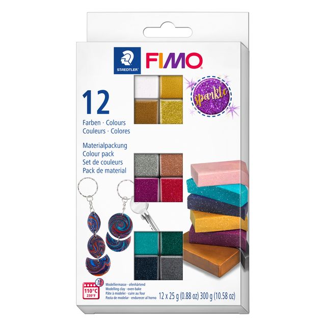 Fimo Staedtler - Clay Fimo effect color pack of 12 sparkling colors ...
