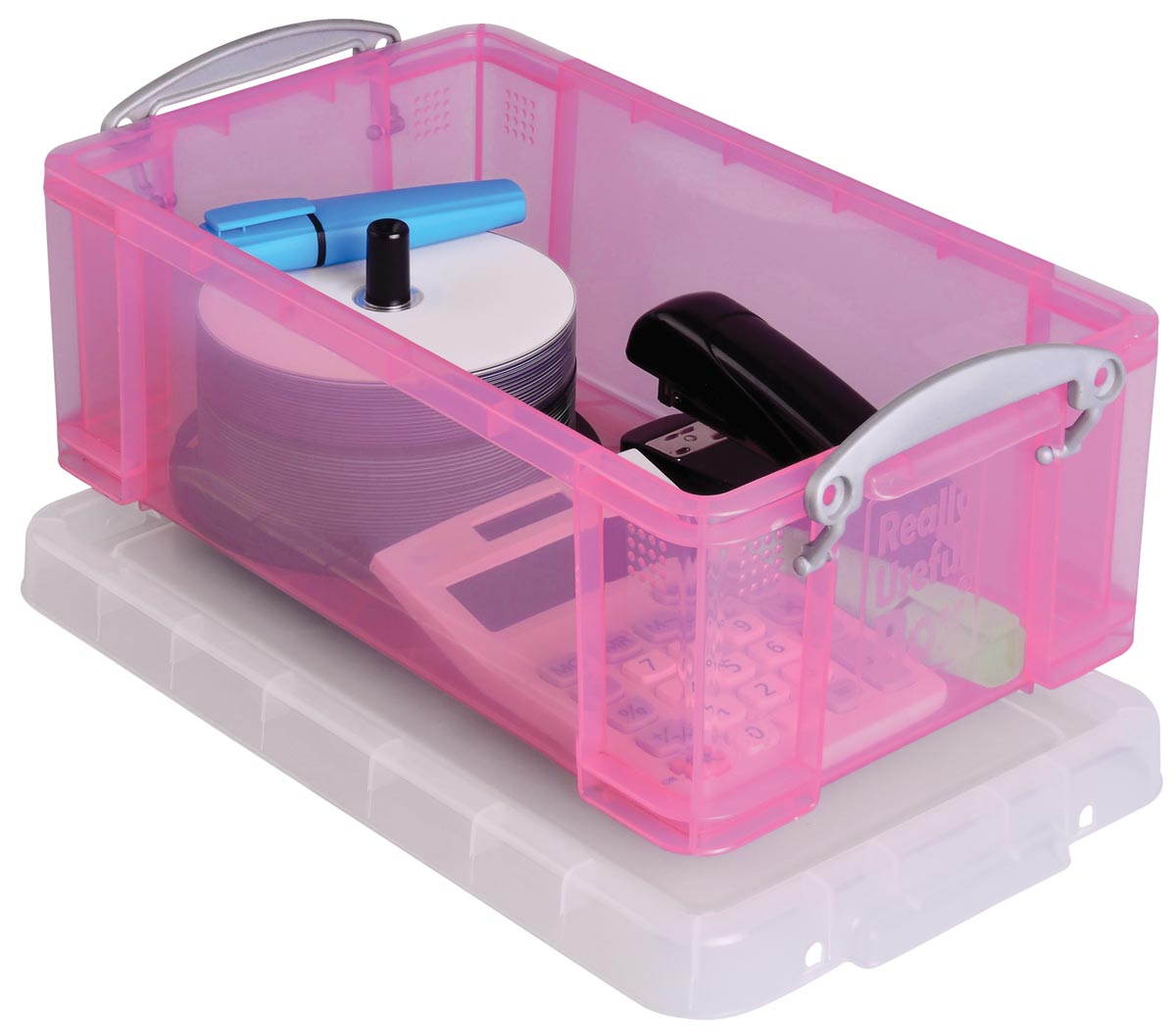Really Useful Box - Box opbergdoos 9 liter, transparant roze – kleinkantoor